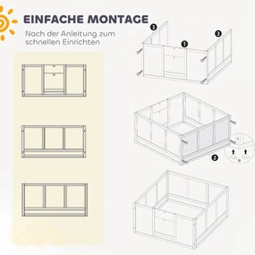 Ohrádka pro štěňata  pro malé a střední psy, pelíšek pro psy s nastavitelným vchodem, protiskluzové podložky na nohy, bílá