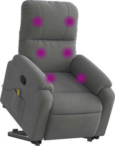 Zvedací masážní polohovací křeslo tmavě šedé mikrovlákno 3204938