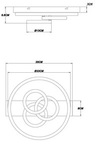 Globo 48040-40 - LED Stm. stropní svítidlo DARRYL I 40W/230V pr. 35x33 cm + DO