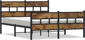 Kovový rám postele bez matrace kouřový dub 150 x 200 cm 3308464
