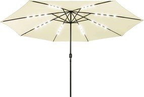 Zahradní slunečník s LED osvětlením 400 cm pískový 312530