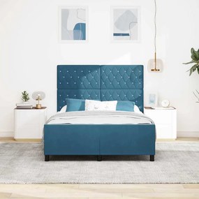 Postel s boxspringem s čelo Tmavě modrá 140 x 190 cm samet 3344877