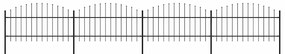 Zahradní plot s kopím nahoře ocelový 671 x 125 cm černý 277724