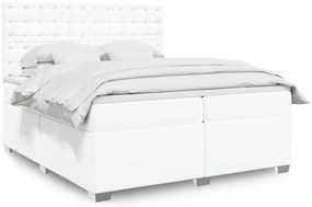 Box spring postel s matrací bílá 200x200 cm umělá kůže 3293037