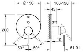 Grohe Essence New Sprchová baterie s dvousměrným přepínačem, kartáčovaný Hard Graphite 24058AL1