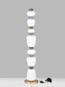 Bílá/ve zlaté barvě kovová LED stmívatelná stojací lampa s porcelánovým stínidlem/se skleněným stínidlem (výška 130,5 cm) Palo – Nova Luce