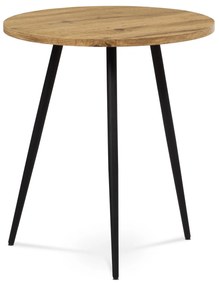 Přístavný stolek, MDF, dekor divoký dub, kov, černý lak - AF-3005 OAK