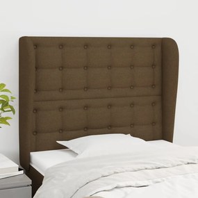 Čelo postele typu ušák tmavě hnědé 83 x 23 x 118/128 cm textil 3118367