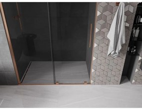 Mexen Velar, posuvné sprchové dveře do otvoru 130 cm, 8mm šedé sklo, měděná matná, 871-130-000-41-65
