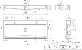 Sapho Orinoko OR101 umyvadlo 100 x 42 cm litý mramor