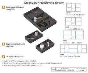 Intedoor organizér pro zásuvku š. 550-650 mm, PR K1 Umístění organizéru: Spodní zásuvka
