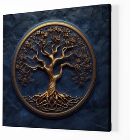 Obraz na plátně - Strom života Zlatavý příběh FeelHappy.cz Velikost obrazu: 100 x 100 cm
