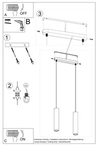 Závěsné svítidlo Luvo, 2x betonové stínítko