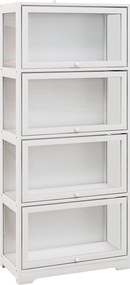 HOMCOM 4-patrový vitrínový kabinet s skládacími akrylovými dveřmi, protiskluzovým vitrinou pro studovnu, ložnici a kancelář 59x30x139 cm Bílá | Aosom