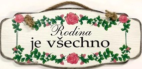 Bondecor Dřevěná dekorace  "Rodina je všechno" 30x13cm Jazyk: CZ