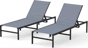 Costway Sada 2 venkovních lehátek Nastavitelná lehátka 64 x 198 x 67 - 103 cm