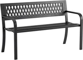 Outsunny zahradní lavička pro venkovní použití, pro 2 osoby, patio lavička, černá