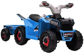 HOMCOM dětská elektrická čtyřkolka 6V s přívěsem pro děti 1,5-3 roky, 2,5 km/h, bezpečné kovové vozidlo v modré barvě | Aosom.de