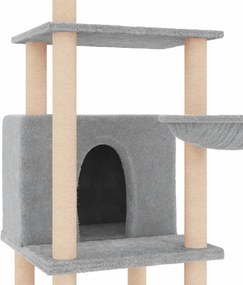 Škrabadlo pro kočky se sisalovými sloupky světle šedé 132 cm 171727