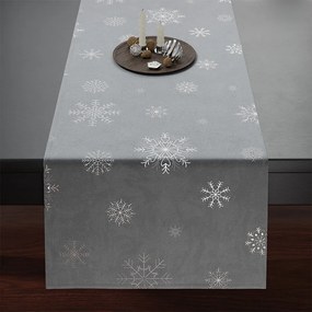 Vánoční ubrus - běhoun na stůl SNOWFLAKE světle šedá 40x160 cm Mybesthome