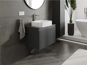 Mexen Rivel, koupelnová skříňka 70 cm s horní deskou, 1 zásuvka, drážkovaná, grafitová matná, 91A20-07047-1-BFC66