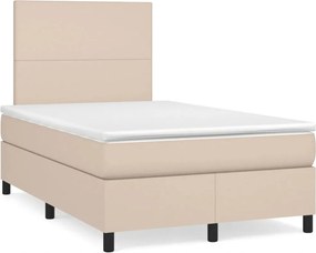 Box Spring Postel Matrace A Led 200X200Cm Umělá Kůže Cappuccino Hladký desi