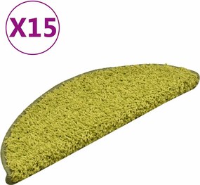 Kobercové nášlapy na schody 15 ks zelené 56 x 17 x 3 cm 322382