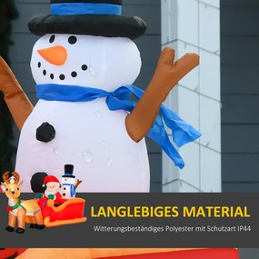 HOMCOM Vánoční dekorace Nafukovací Santa Claus venkovní vánoční dekorace, sáně, včetně ventilátoru, 1,8 m, červená + hnědá
