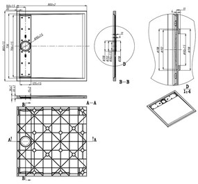 BPS-koupelny Čtvercová akrylátová sprchová vanička HYD-SSV-DEKO 80x80 šedá