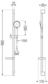 Mexen DS75 posuvný sprchový set, Chromovaná - 785754583-02