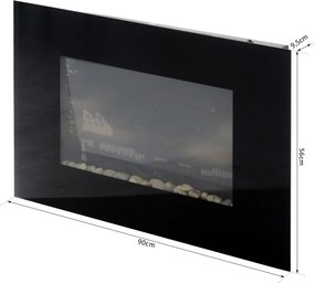HOMCOM® Elektrokamin LED nástěnný krb s efektem plamene a dálkovým ovládáním