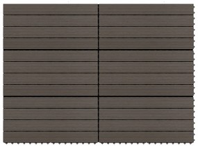 vidaXL Terasové dlaždice 6 ks WPC 60 x 30 cm 1,08 m² tmavě hnědé