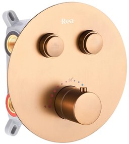 Rea Lungo, termostatický sprchový set pod omítku s dešťovou hlavovou a ruční sprchou, měděná matná, REA-P8808