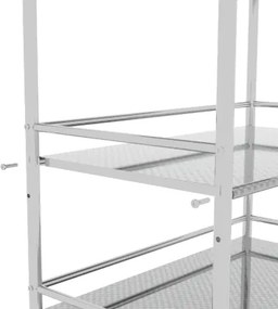 HOMCOM kuchyňský vozík z nerezové oceli s 3 patry a nastavitelnou policí 60x35x77 cm stříbrná