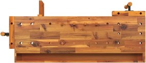 Pracovní stůl se zásuvkou a svěráky 124 x 52 x 83 cm masivní akácie 153320