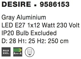 Nova Luce Závěsné svítidlo DESIRE, E27 1x12W Barva: Bílá