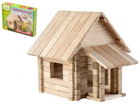 Stavebnice 4v1 dřevěný dům 146 dílků v krabici 31x25,5x7cm