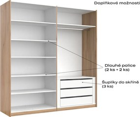 Skříň s posuvnými dveřmi 2,0x2,1 m (Dveře Lesklá Bílá) série N Asti
