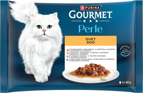 Gourmet Perle DUO Kapsičky pro kočky kuře/hovězí, krůta/jehněčí, telecí aj.4x85g