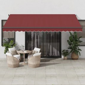 Automatická zatahovací markýza s LED burgundská 450 x 350 cm 3215005