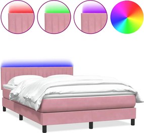 Box spring postel s matrací a LED růžová 160x210 cm samet 3317084
