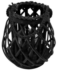 Černá ratanová oválná lucerna Black Diamond 20cm - Ø19*20cm