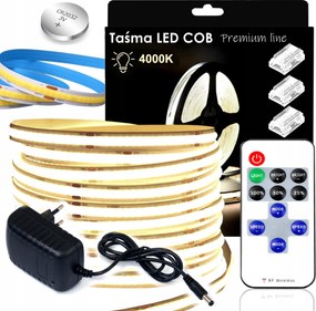 Set Led pásek Cob Neon 5 m 4000K Neutrální Kompletní sada Bonus