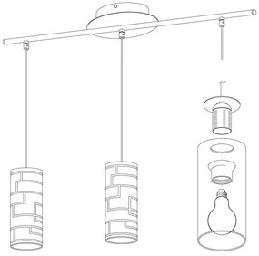 Eglo 92563 - Lustr na lanku BAYMAN 3xE27/60W/230V