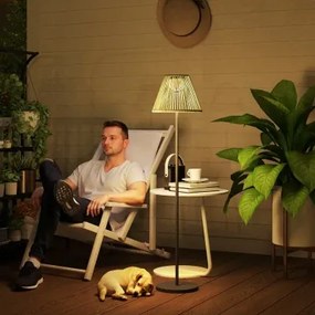 Outsunny Solární stojací lampa ratan Solární lampy se světelným senzorem 25 LED světel Solární světlo v boho stylu Ø33 x 135 cm