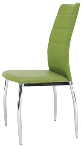 Jídelní židle, ekokůže zelená / chrom, DELA