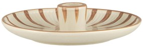 IB LAURSEN Porcelánový svícen Brown stripes, hnědá barva, porcelán