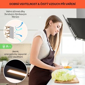 Klarstein Ava 90 Smart, digestoř, 90 cm, nástěnná, Wi-Fi, A++, 585 m³/h, dotykový displej