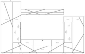 Obývací stěna s osvětlením Storm, dub/bílá lesk