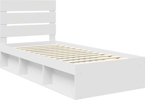 Rám postele s čelo Bílá 75 x 190 cm Masivní borové dřevo 3411800